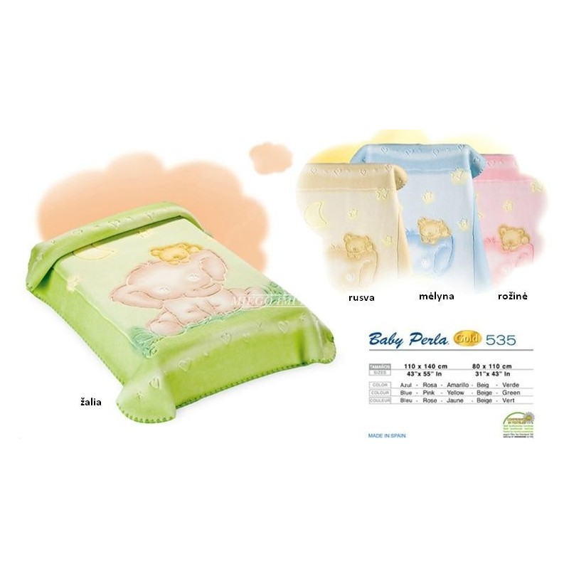 Pledas kūdikiui BABY PERLA GOLD 535 | Pledai vaikams| Miegoimperija.lt